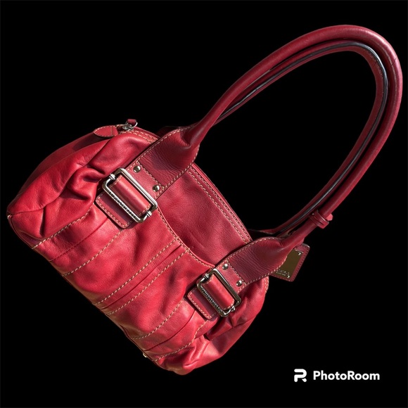 Tignanello | Bags | Tignanello Red Leather Double Handle Handbag | Poshmark
